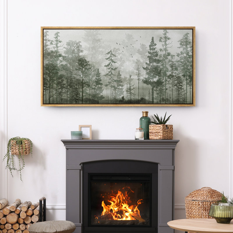 wall26 Abstract Green Forest Trees Relax Calm Artwork Extra Large Framed Wall Art Oversized ...